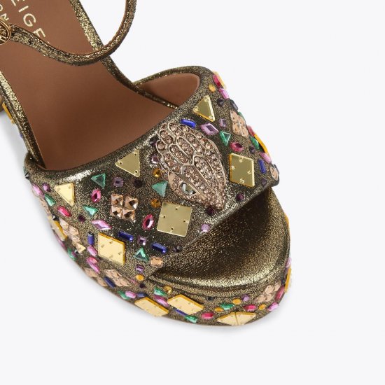 Kurt Geiger Kensington Platform Heel - GOLD COMBINATION , Buy Kurt ...